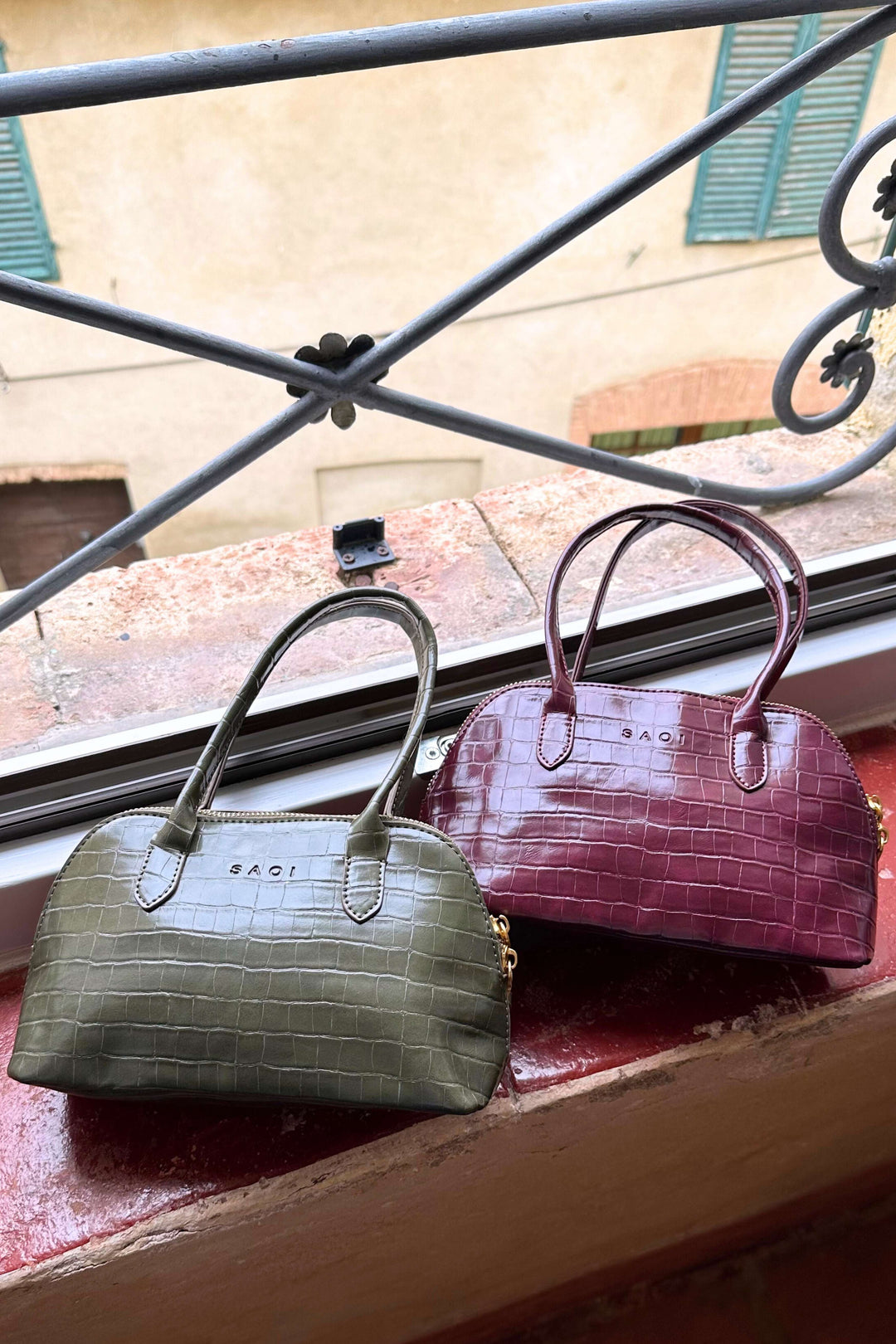 Elsa Bag in Croc Burgundy – Saoi