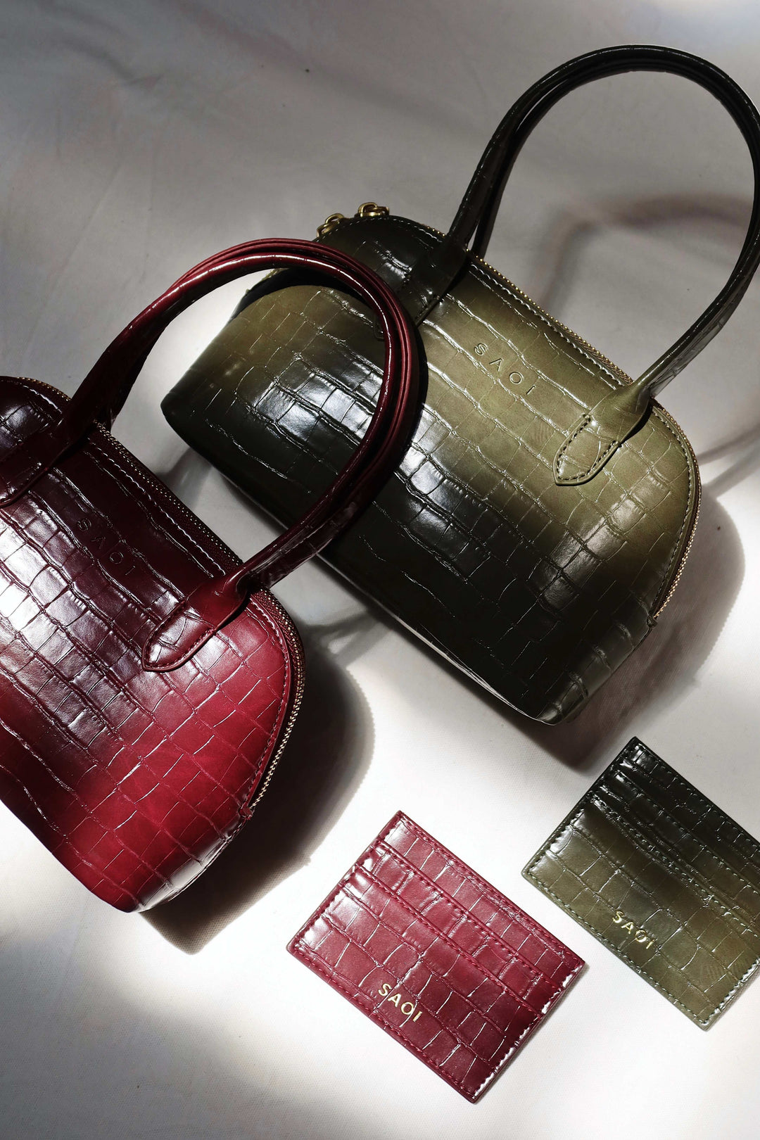 Elsa Bag in Croc Burgundy – Saoi