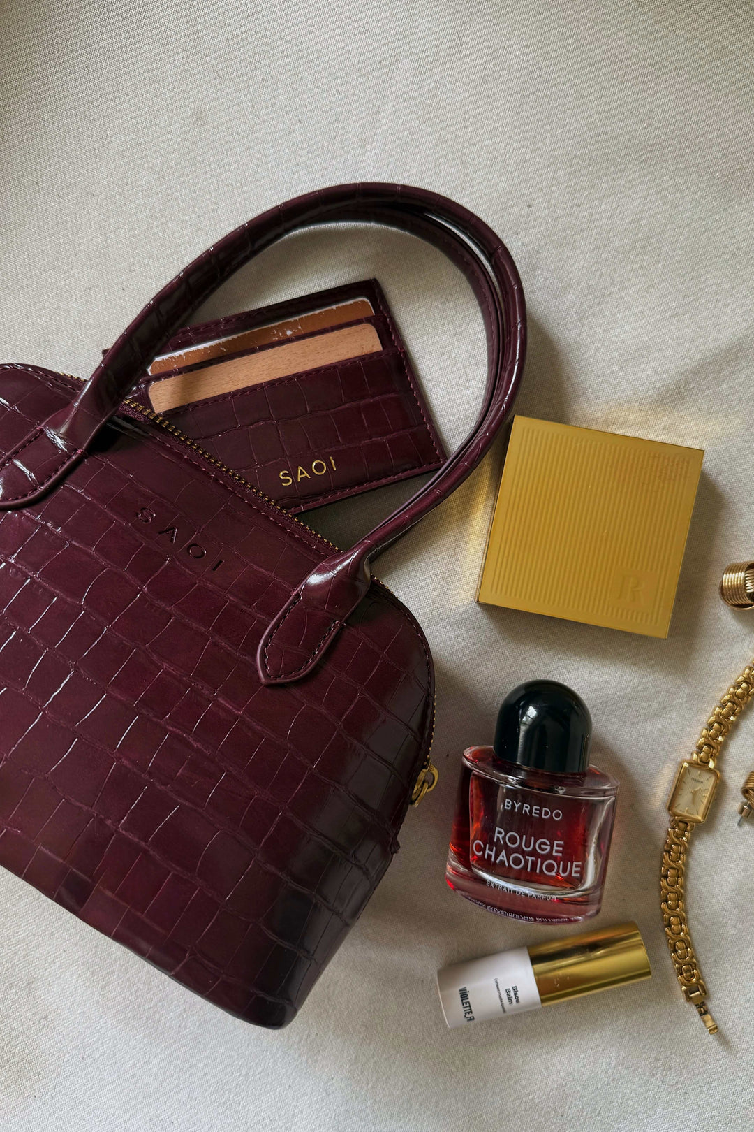 Elsa Bag in Croc Burgundy – Saoi